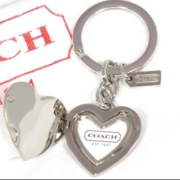 Coach | Accessories | Coach Silver Pave Photo Locket Heart Keychain Fob ...